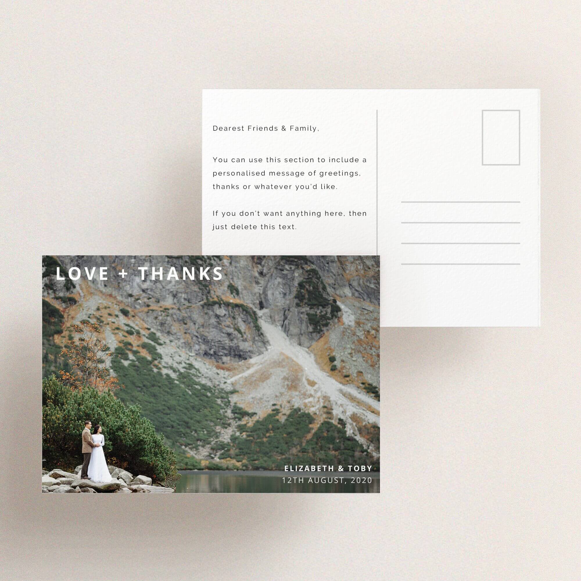 Love and Thanks Landscape in Wedding Thank You Cards