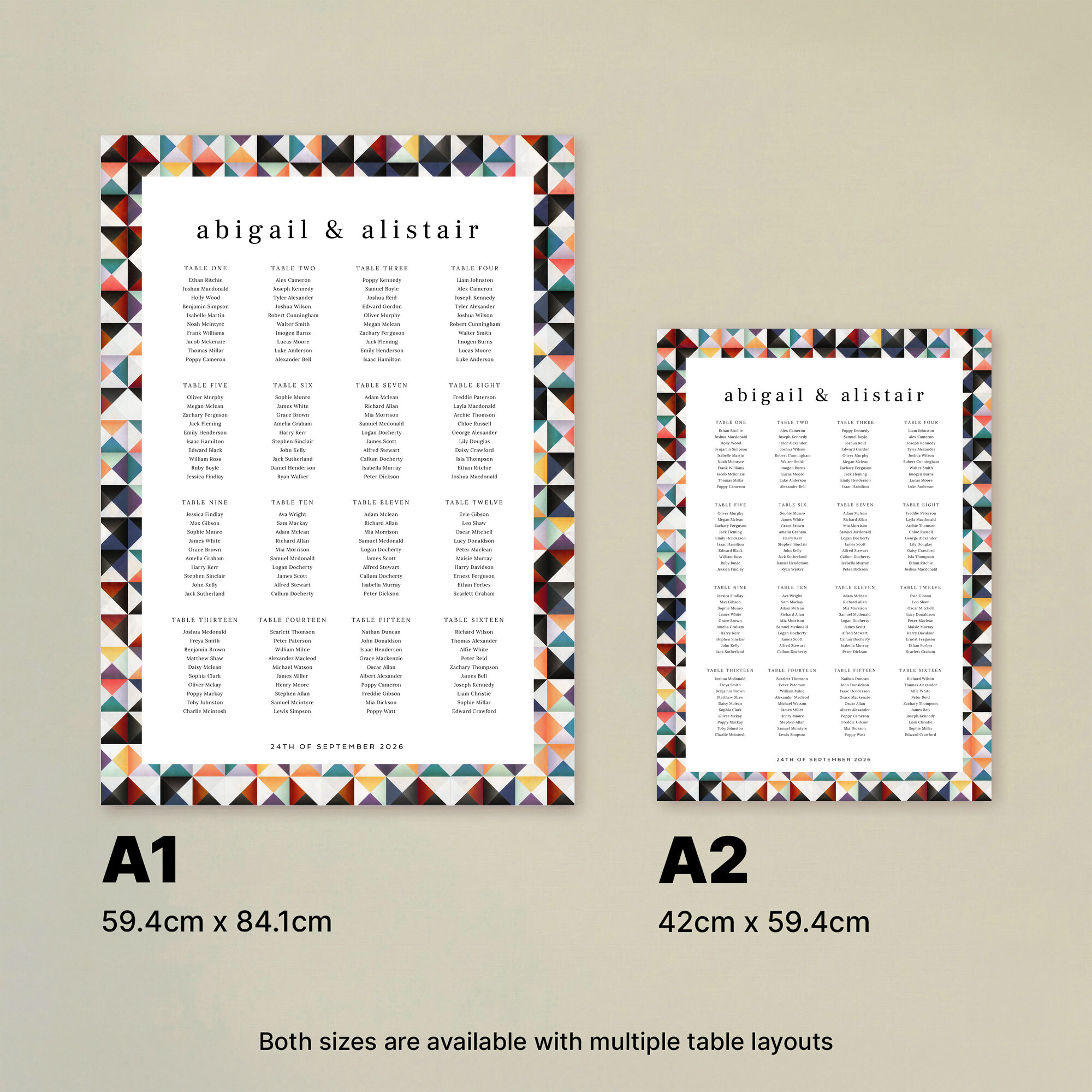 Triangular Borders in Wedding Table Plans