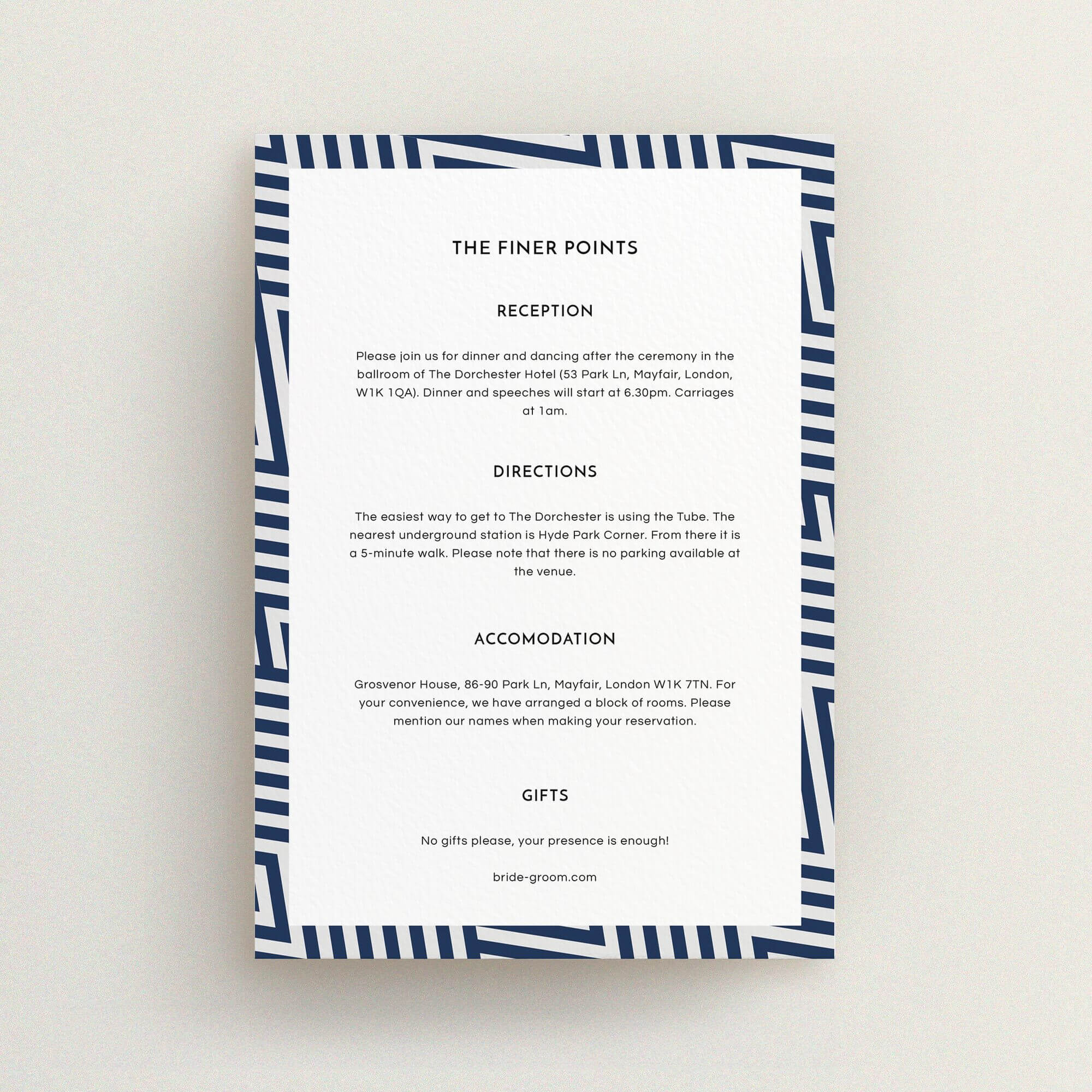 Diamond scratch in Wedding Information Insert Sheets