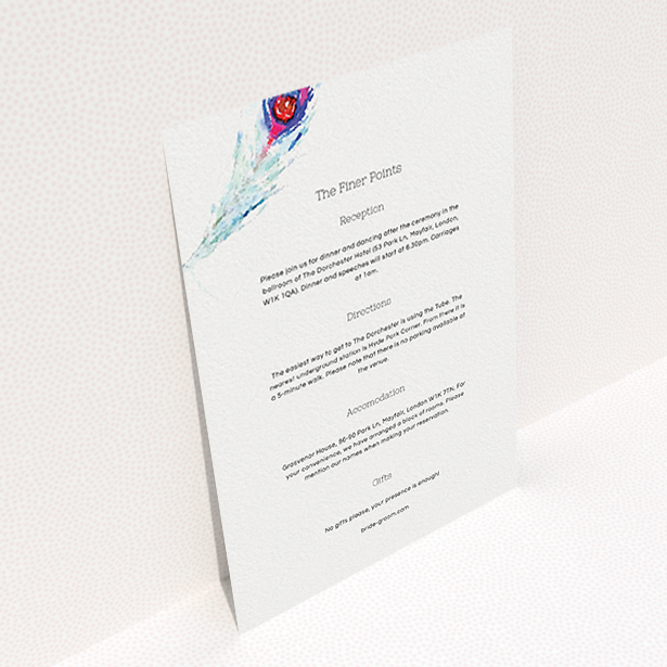 Feather in the corner in Wedding Information Insert Sheets