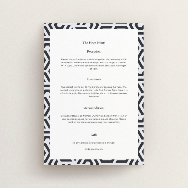Geometric corners in Wedding Information Insert Sheets