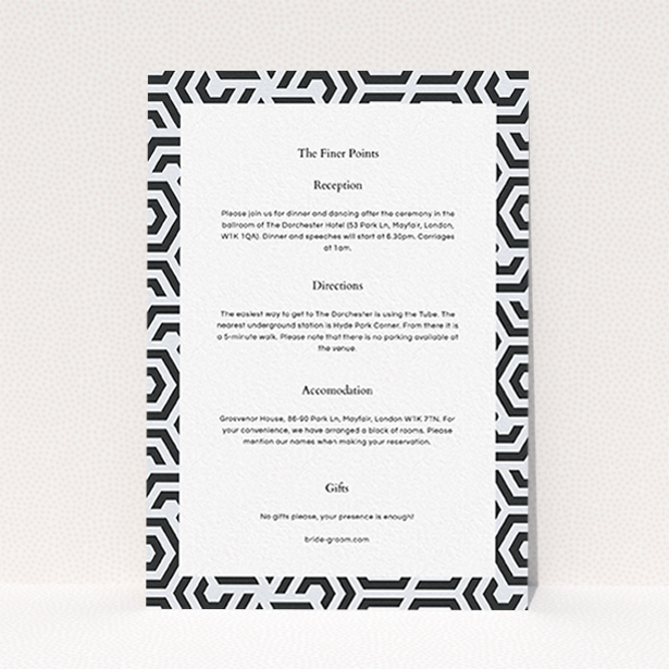 Geometric corners in Wedding Information Insert Sheets