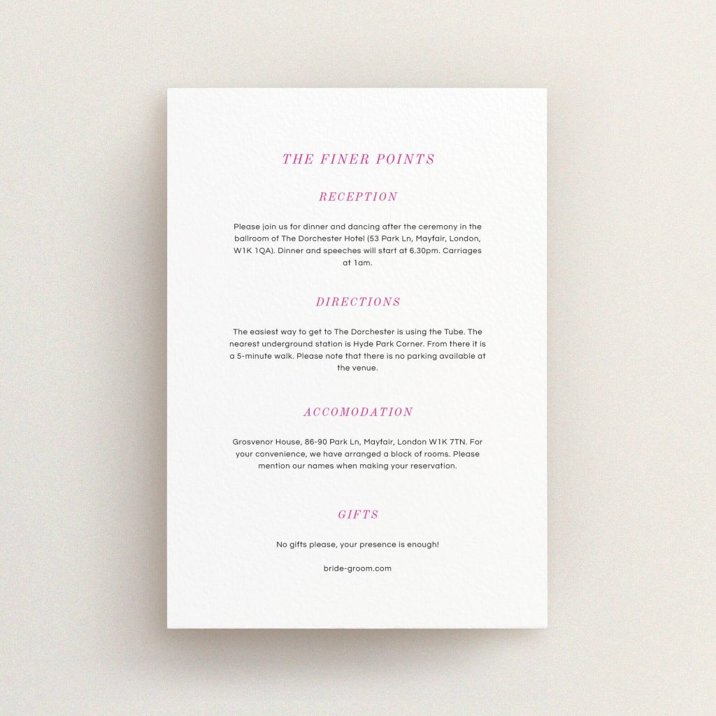 Simple circle border in Wedding Information Insert Sheets