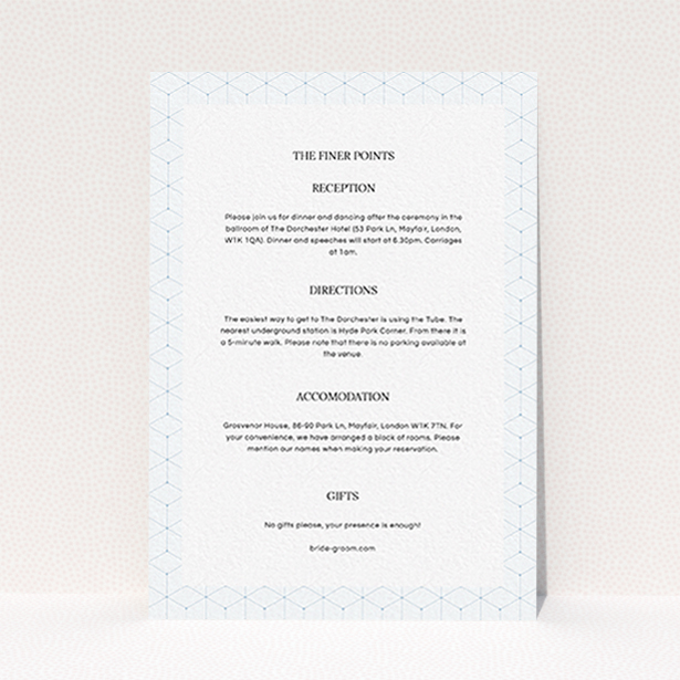 Geometric grid in Wedding Information Insert Sheets