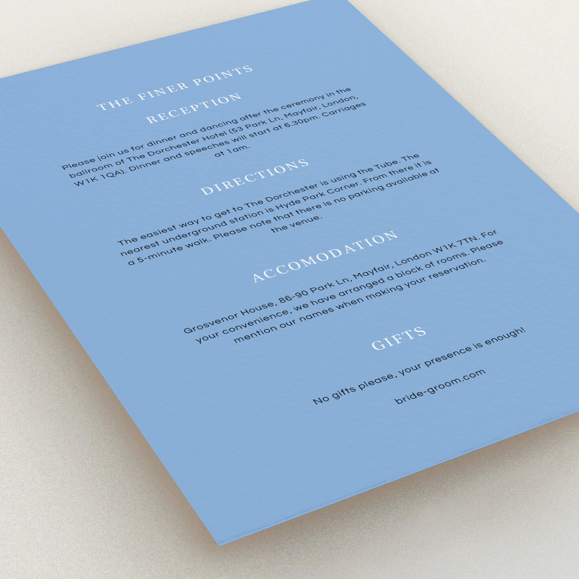 Laydown simple in Wedding Information Insert Sheets