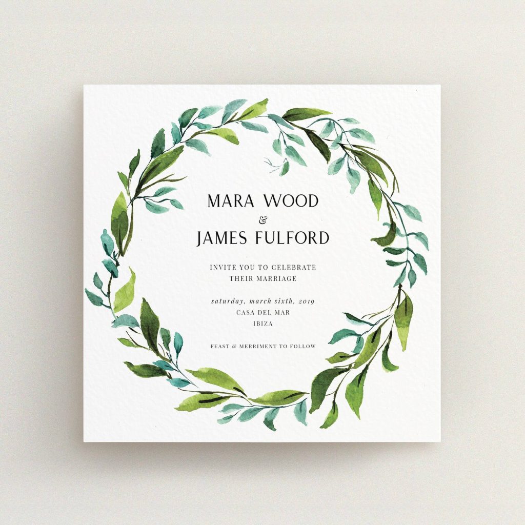 Greek Wreath in Personalised Wedding Invitation Cards