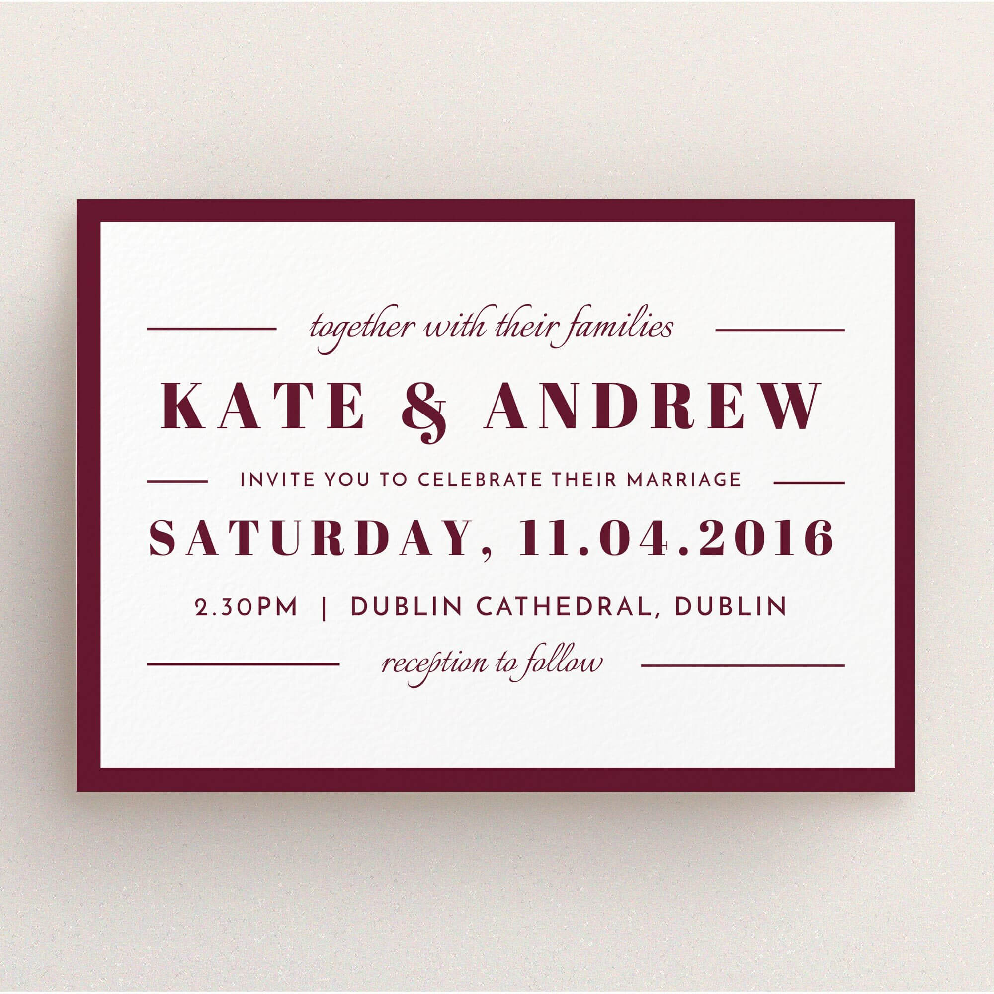 Lines with a thick border in Personalised Wedding Invitation Cards