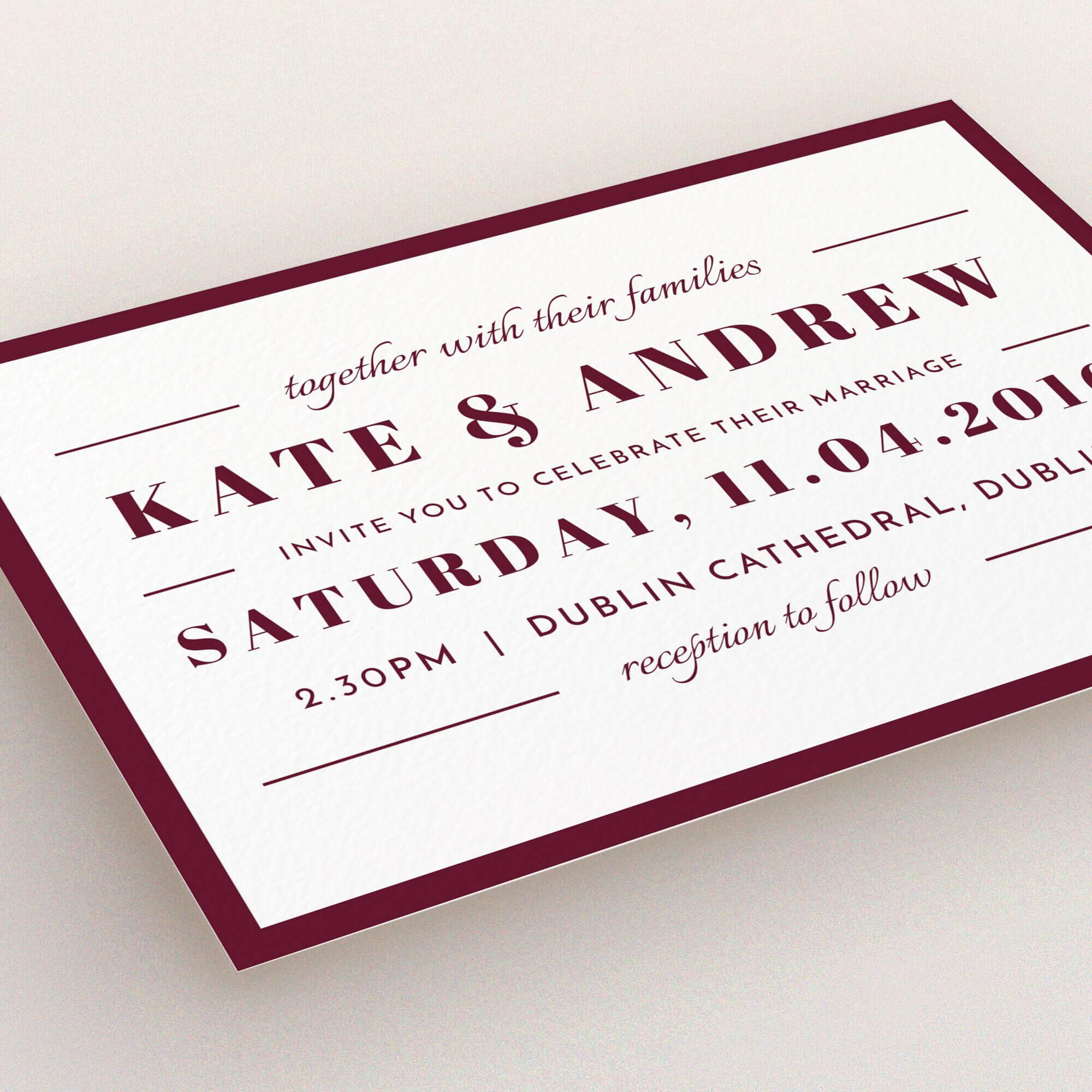 Lines with a thick border in Personalised Wedding Invitation Cards