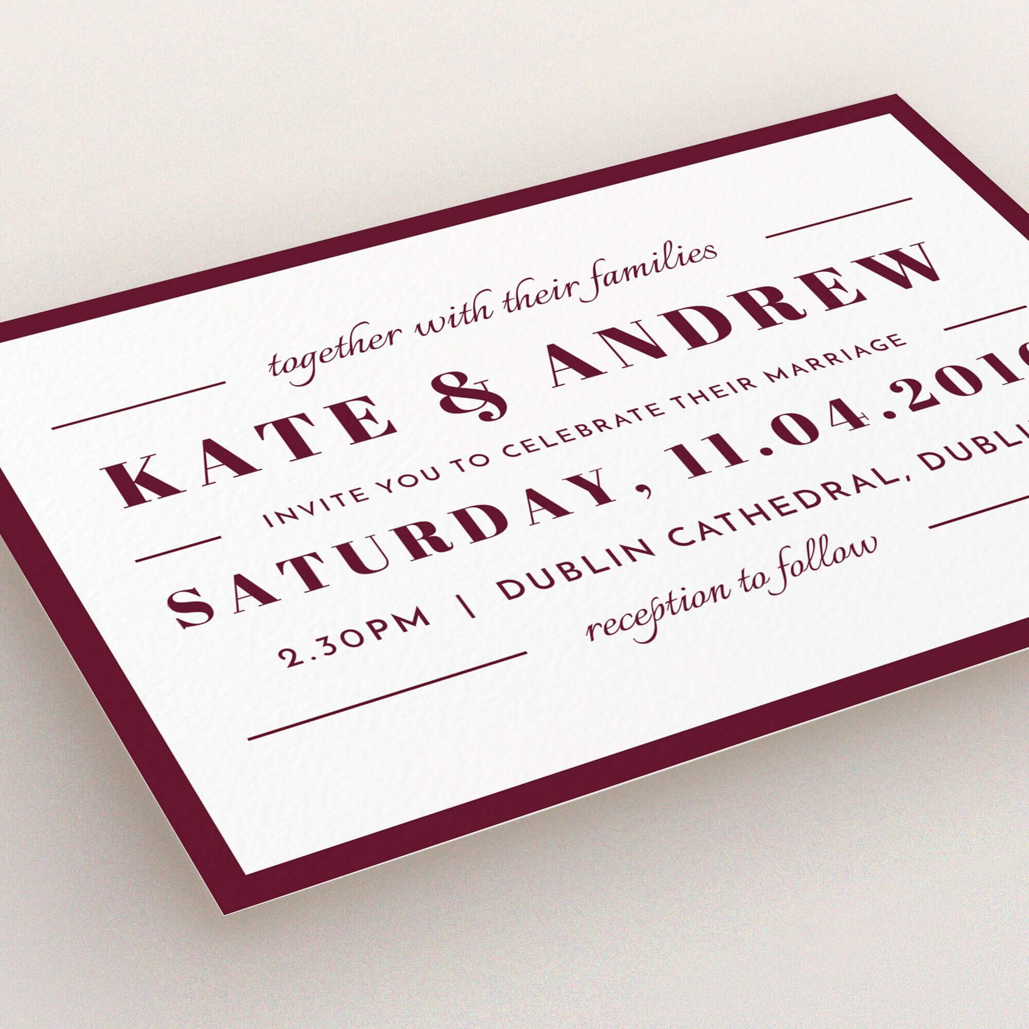 Lines with a thick border in Personalised Wedding Invitation Cards