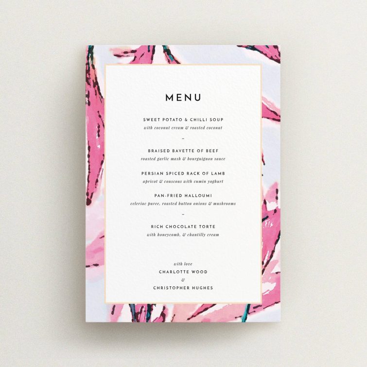 By the river bank in Wedding Menu Cards