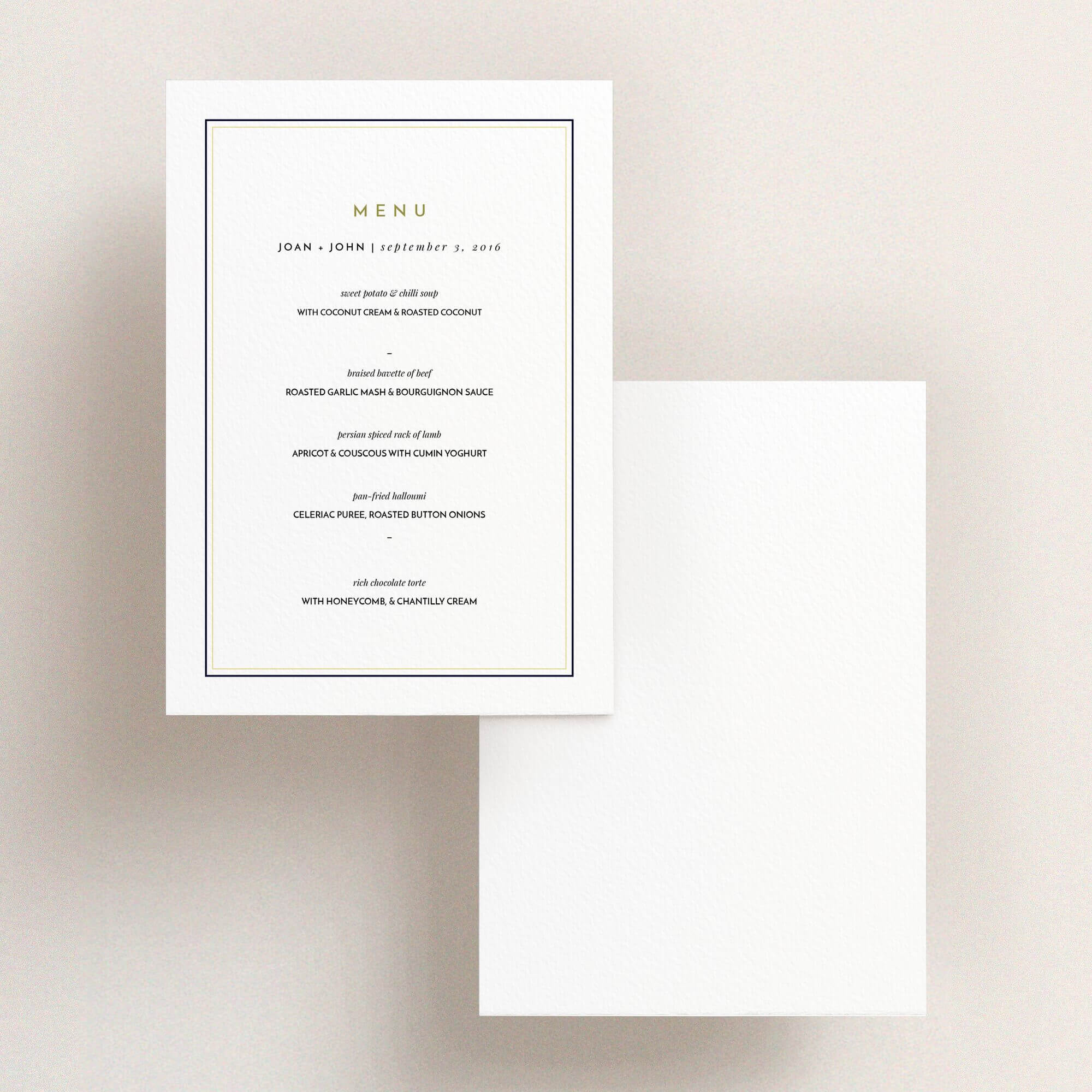 Light Deco Border in Wedding Menu Cards