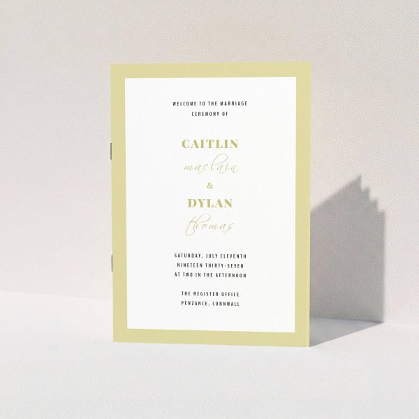 Light Gold Border in Wedding Order of Service