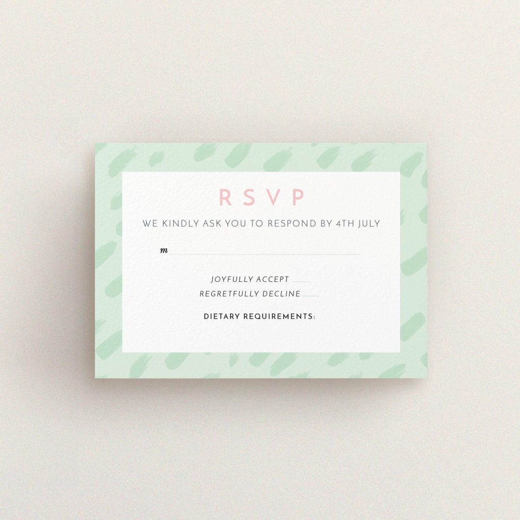 Green Strokes in Wedding RSVP Cards