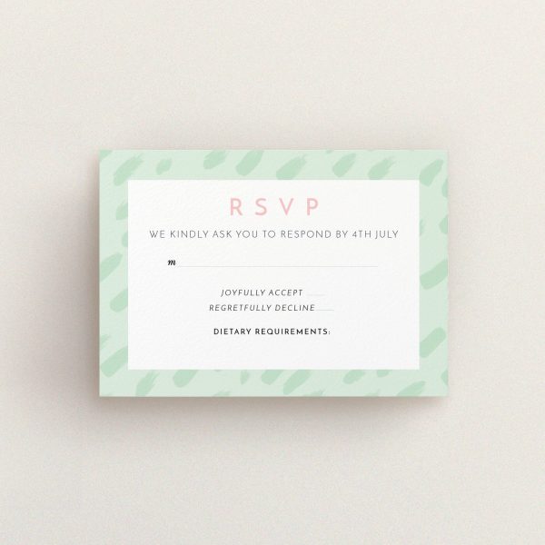 Green Strokes in Wedding RSVP Cards