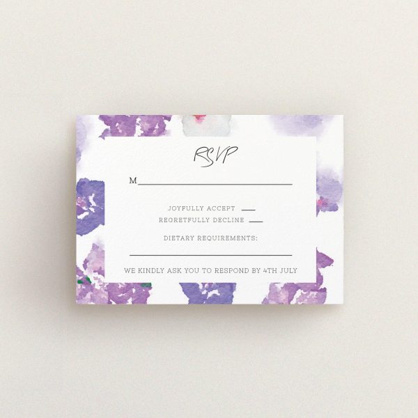 Violet Explosion in Wedding RSVP Cards