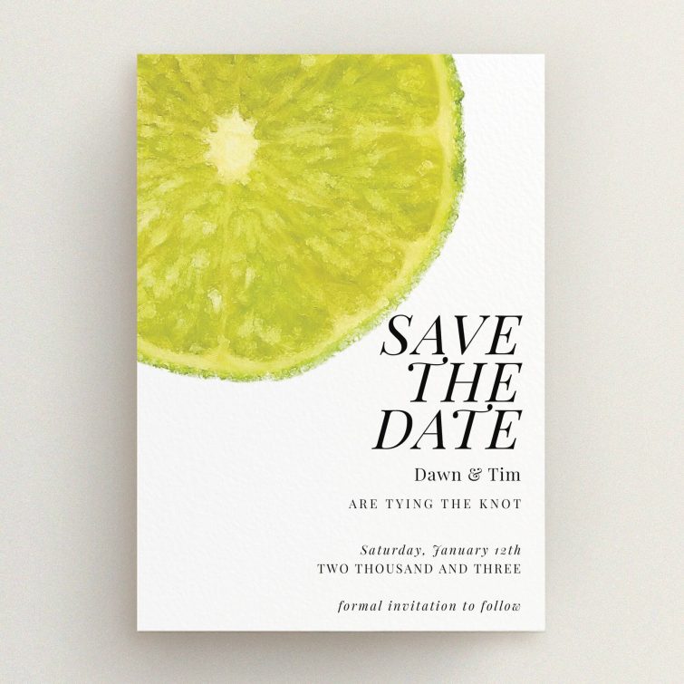 Fresh lime in Wedding Save The Date Cards