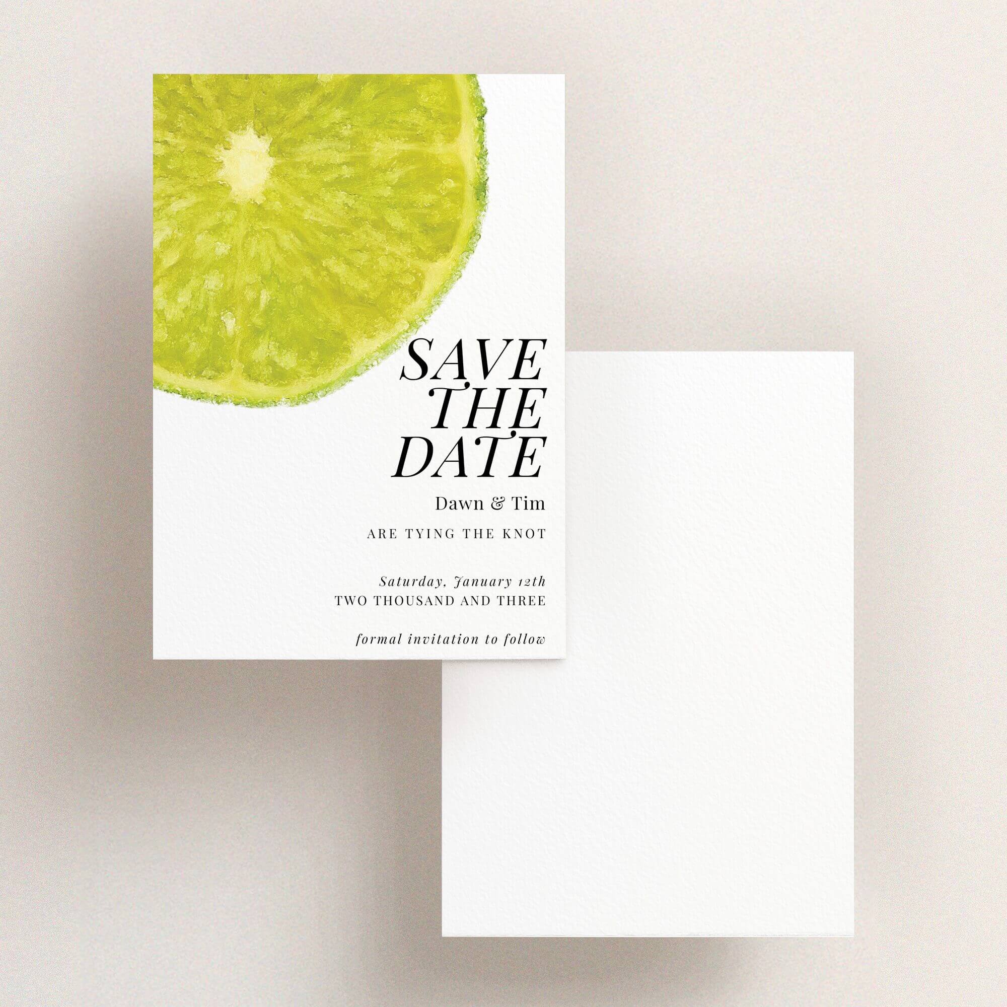 Fresh lime in Wedding Save The Date Cards