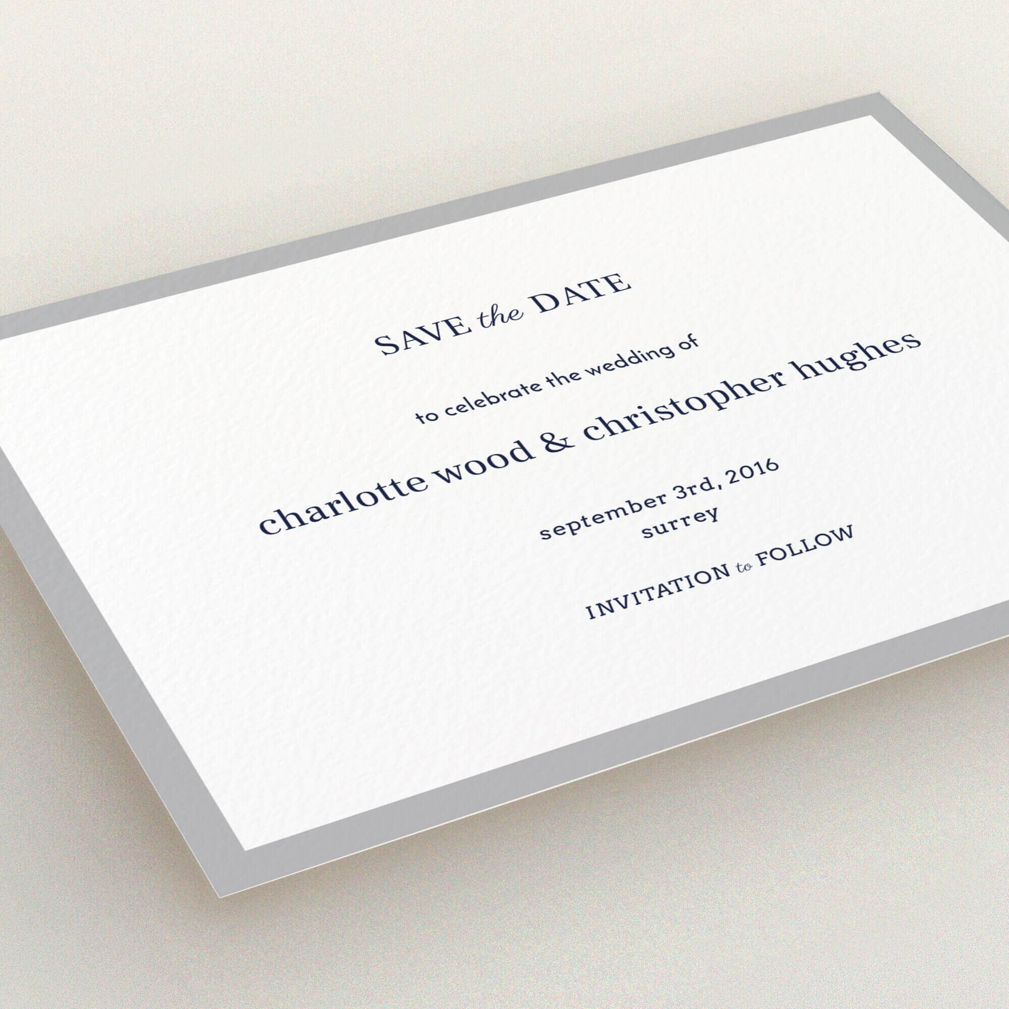 Laydown simple in Wedding Save The Date Cards