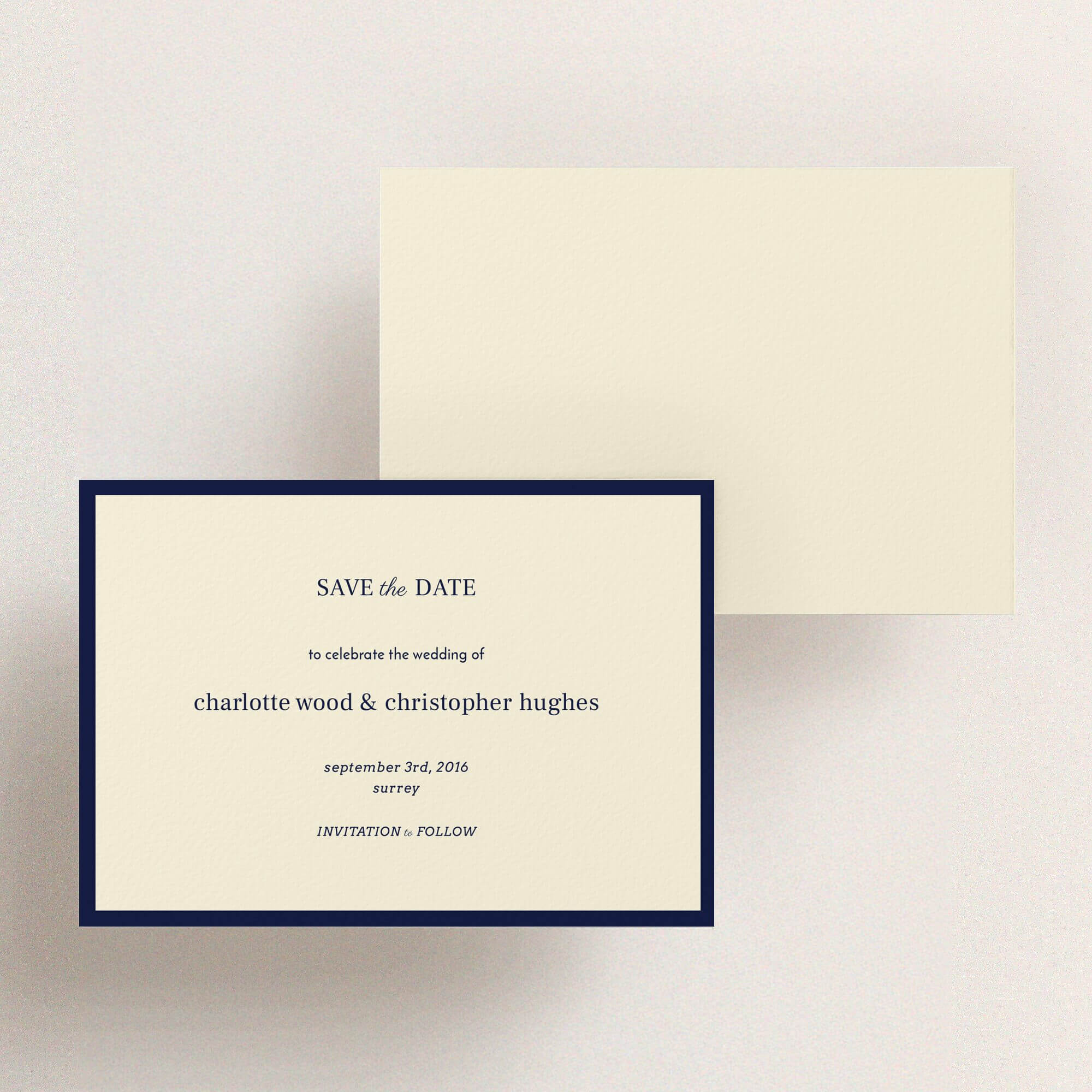 Laydown simple in Wedding Save The Date Cards