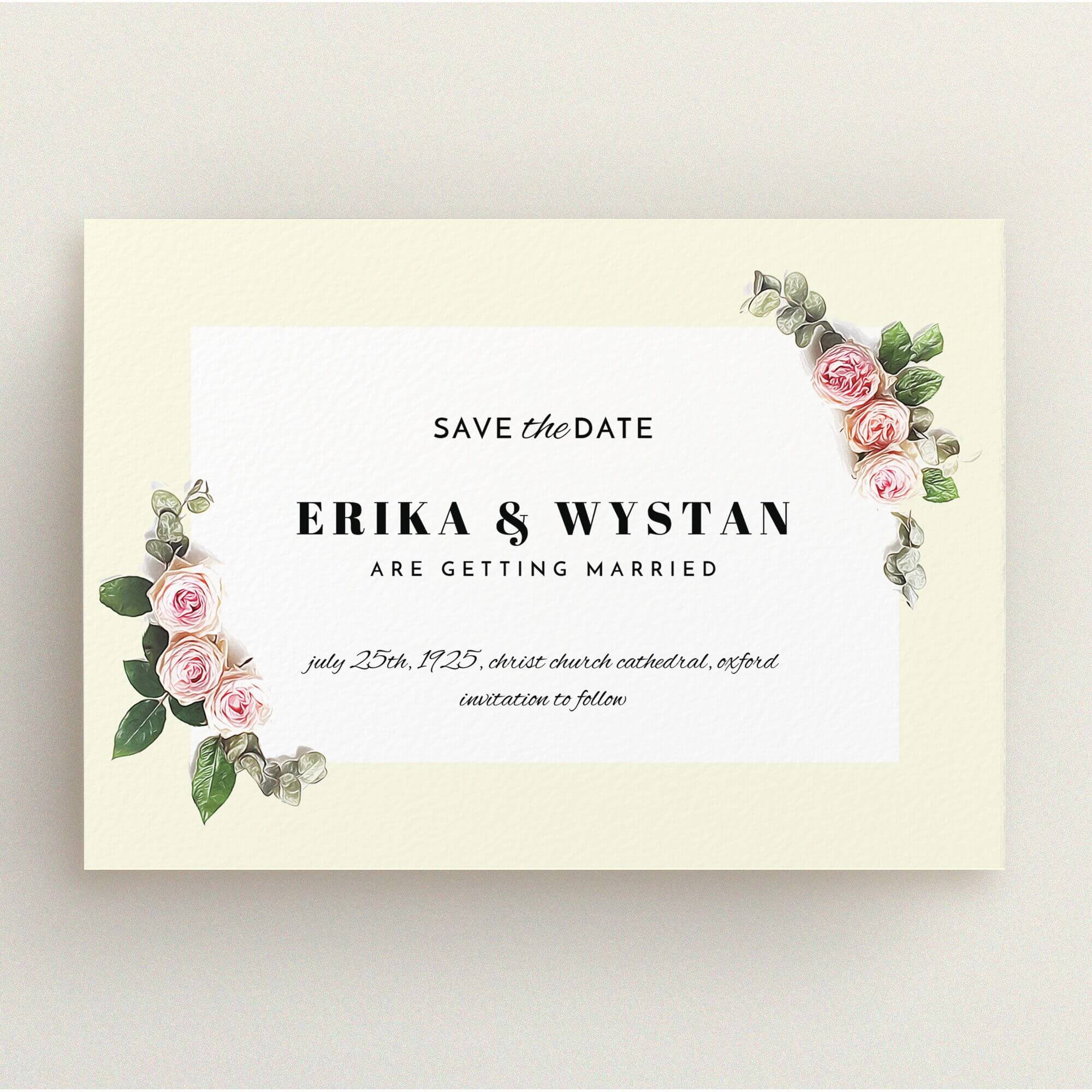 Roses on the corner in Wedding Save The Date Cards