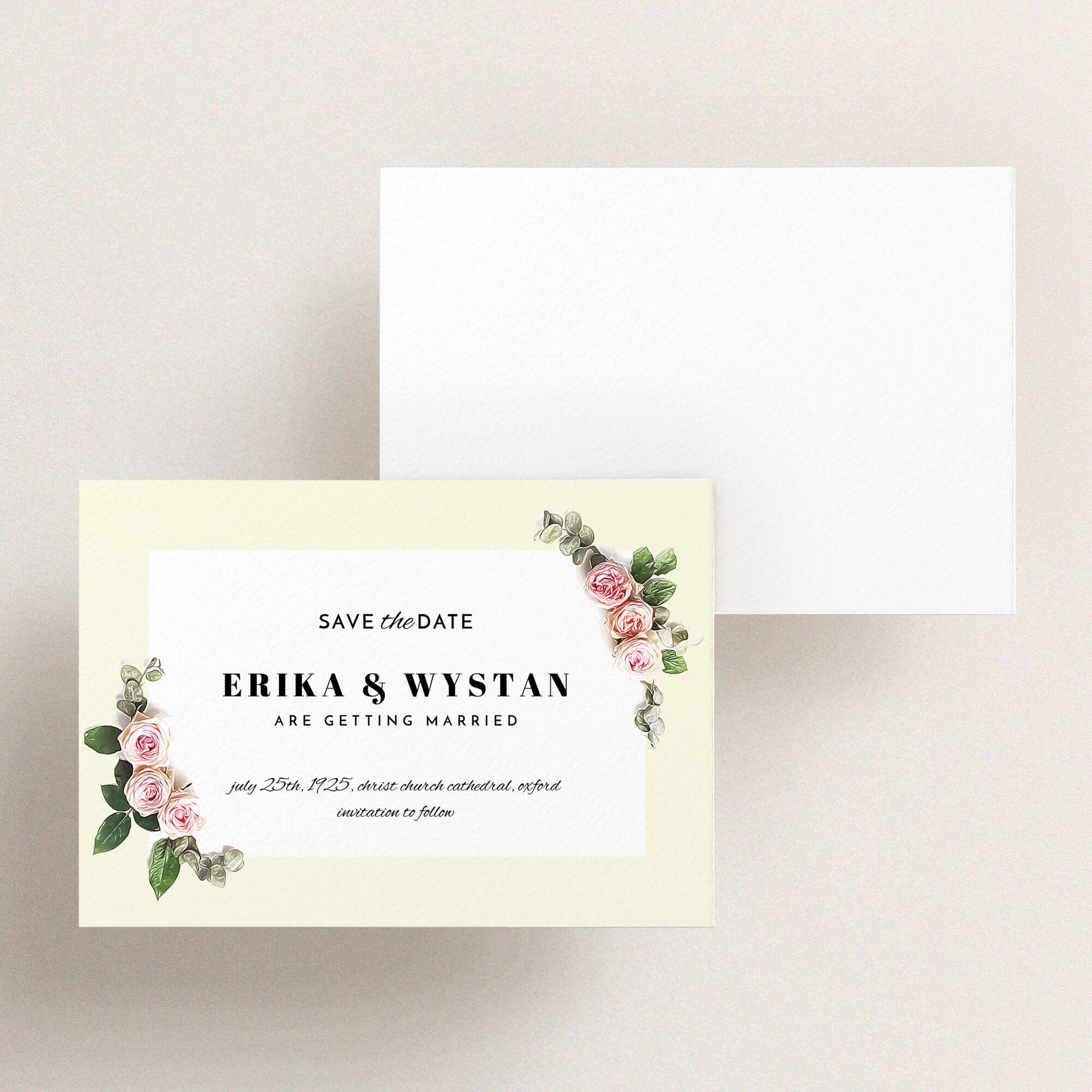 Roses on the corner in Wedding Save The Date Cards