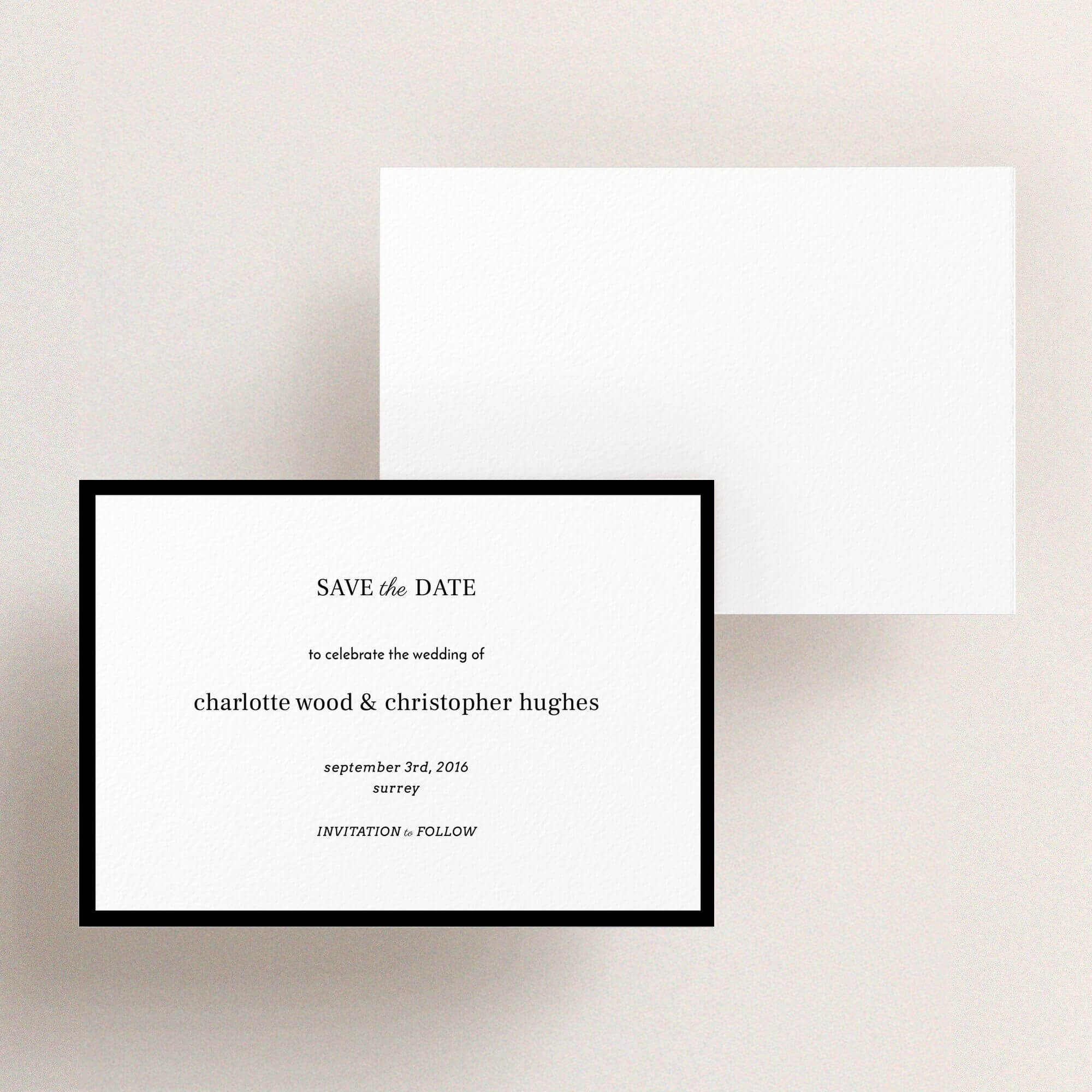 Laydown simple in Wedding Save The Date Cards