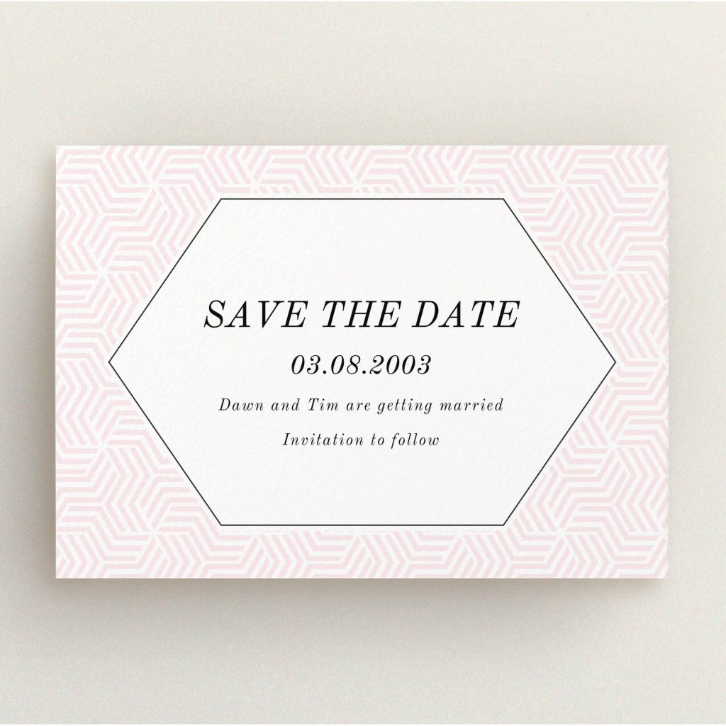 Pink geometric maze in Wedding Save The Date Cards