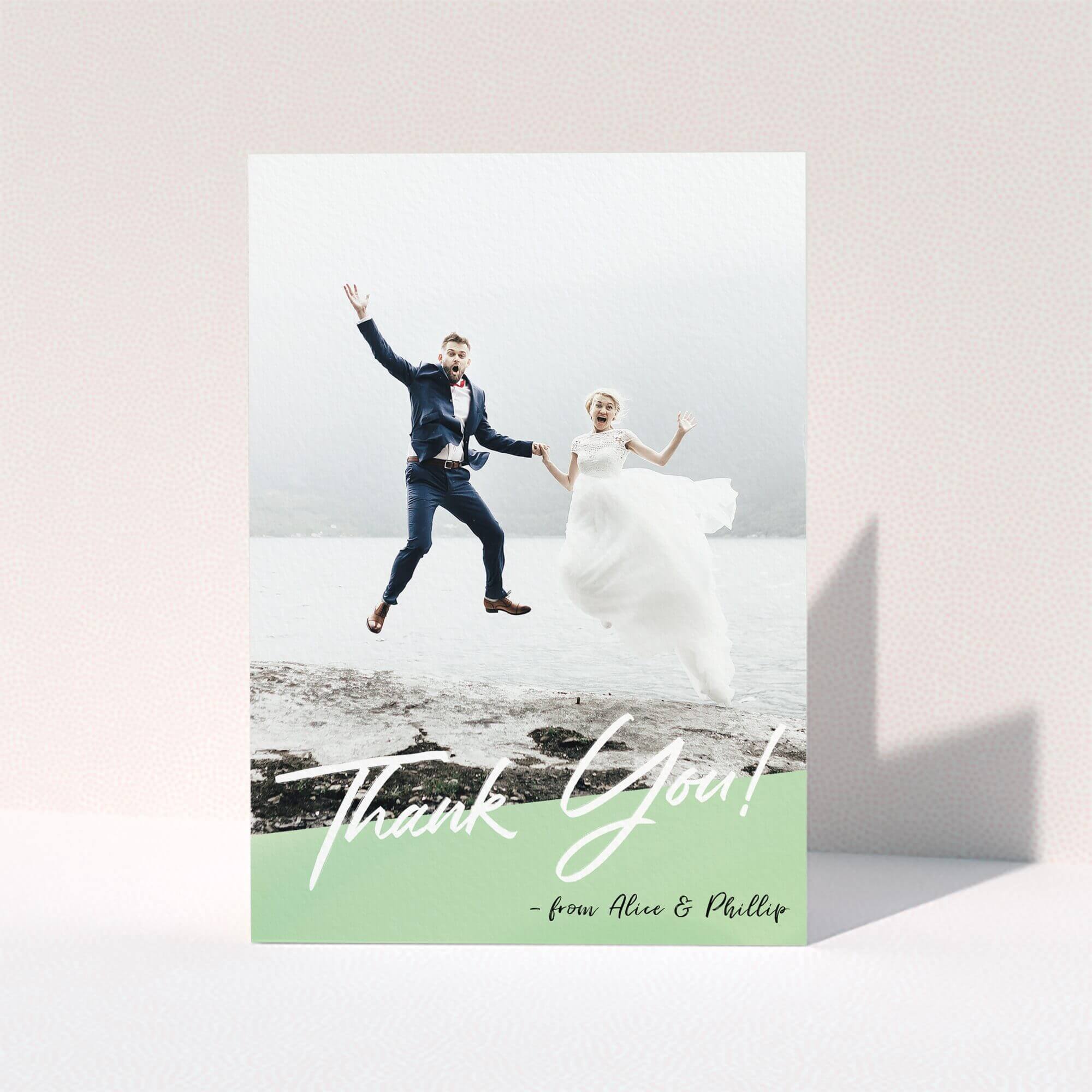 Green Slant Thank You in Wedding Thank You Cards