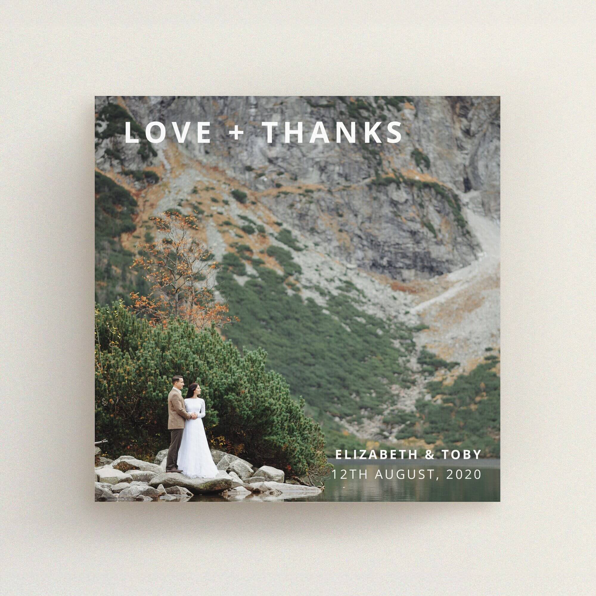 Love and Thanks Landscape in Wedding Thank You Cards