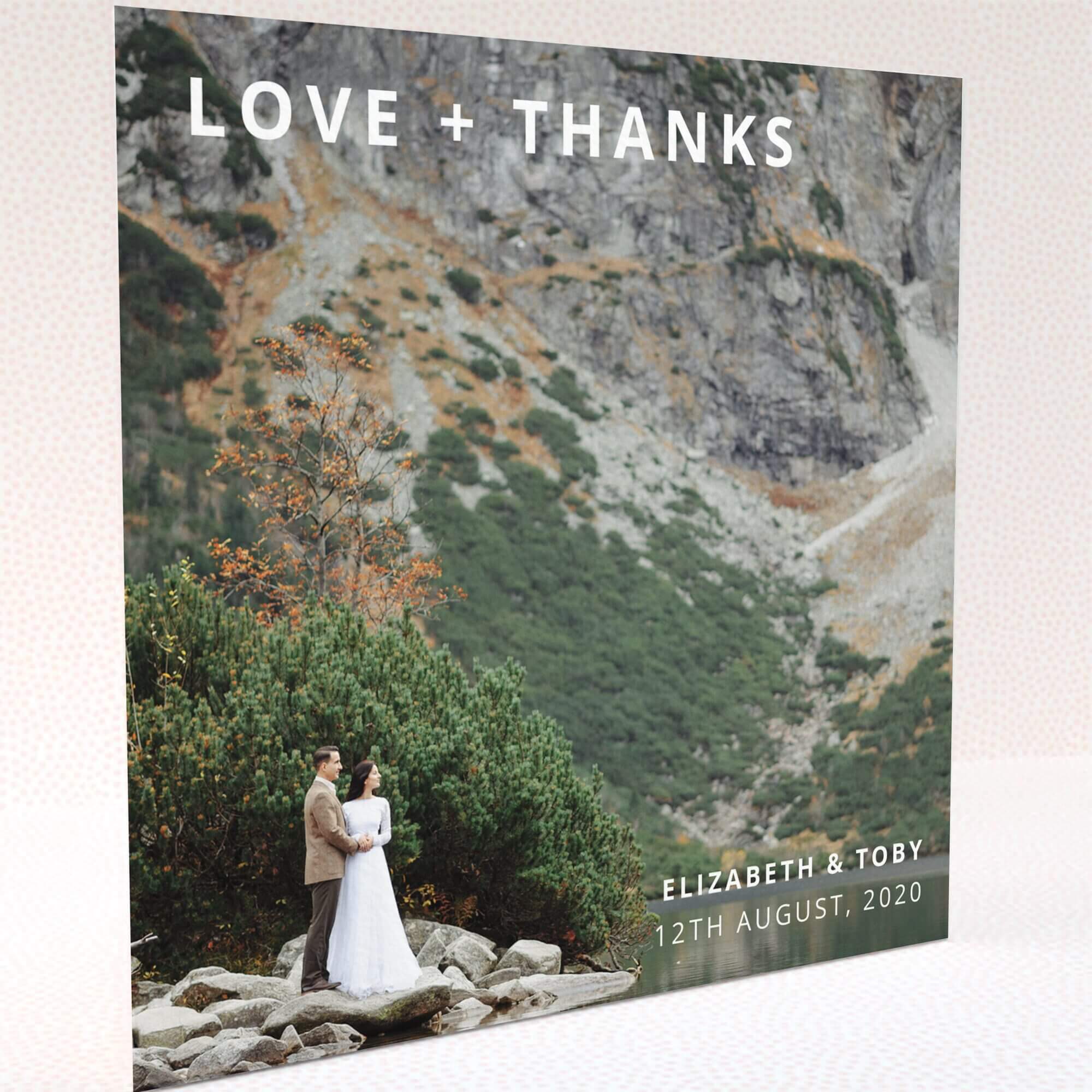 Love and Thanks Landscape in Wedding Thank You Cards