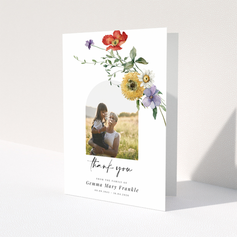 Wildflower Arch in Funeral Thank you Cards